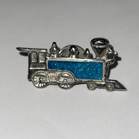 Source Unknown | Jewelry | Vtg Silver Tone Inlaid Turquoise Train ...